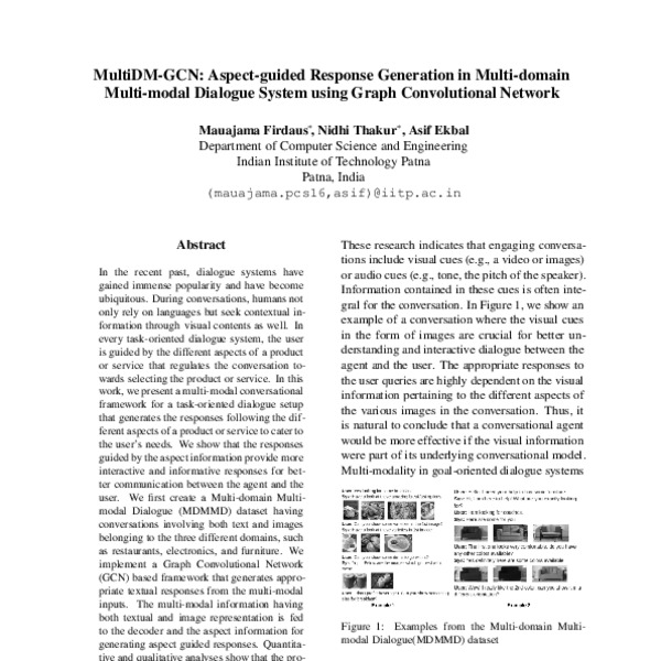 MultiDM-GCN: Aspect-guided Response Generation in Multi-domain Multi-modal Dialogue System using ...
