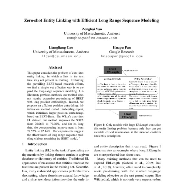 Zero Shot Entity Linking With Efficient Long Range Sequence Modeling 9748