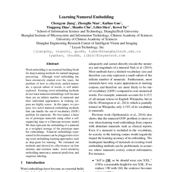 Learning Numeral Embedding - ACL Anthology