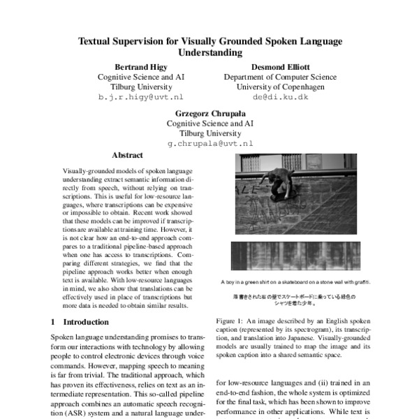 Textual Supervision for Visually Grounded Spoken Language Understanding - ACL Anthology