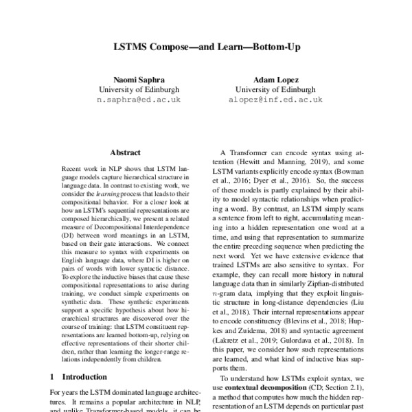 LSTMs Compose—and Learn—Bottom-Up - ACL Anthology