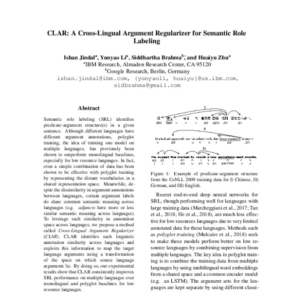 CLAR: A Cross-Lingual Argument Regularizer for Semantic Role Labeling - ACL Anthology
