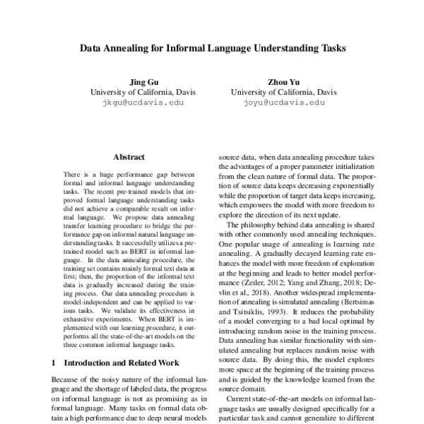 Data Annealing for Informal Language Understanding Tasks - ACL Anthology