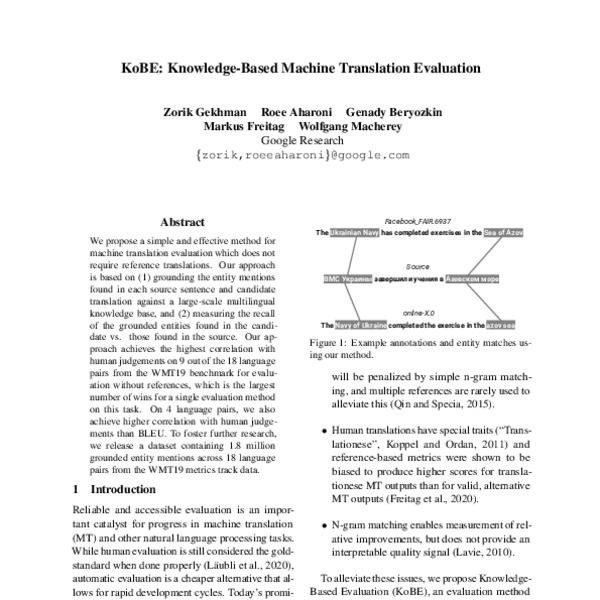 KoBE: Knowledge-Based Machine Translation Evaluation - ACL Anthology