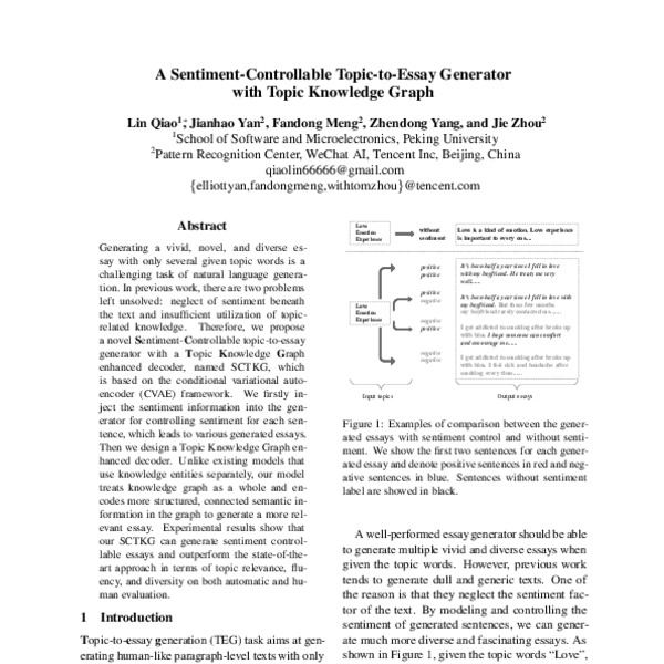 A Sentiment Controllable Topic To Essay Generator With Topic Knowledge Graph Acl Anthology