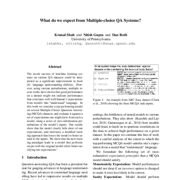 What do we expect from Multiple-choice QA Systems? - ACL Anthology