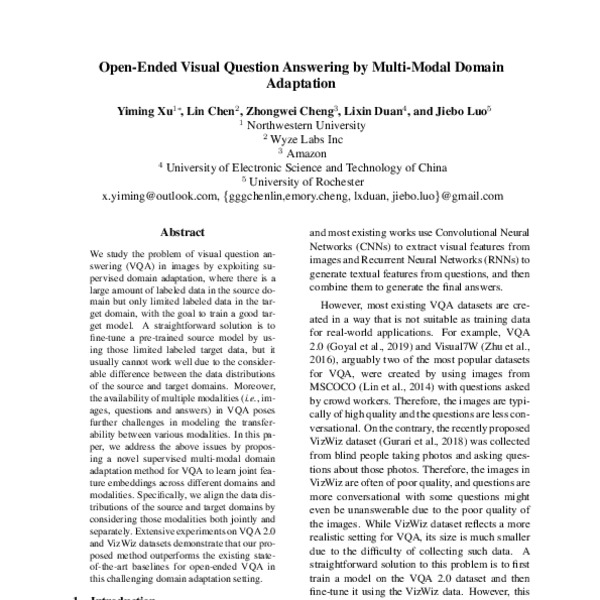 Open-Ended Visual Question Answering by Multi-Modal Domain Adaptation ...