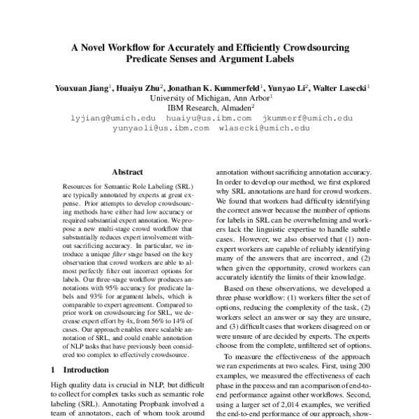 A Novel Workflow for Accurately and Efficiently Crowdsourcing Predicate Senses and Argument ...