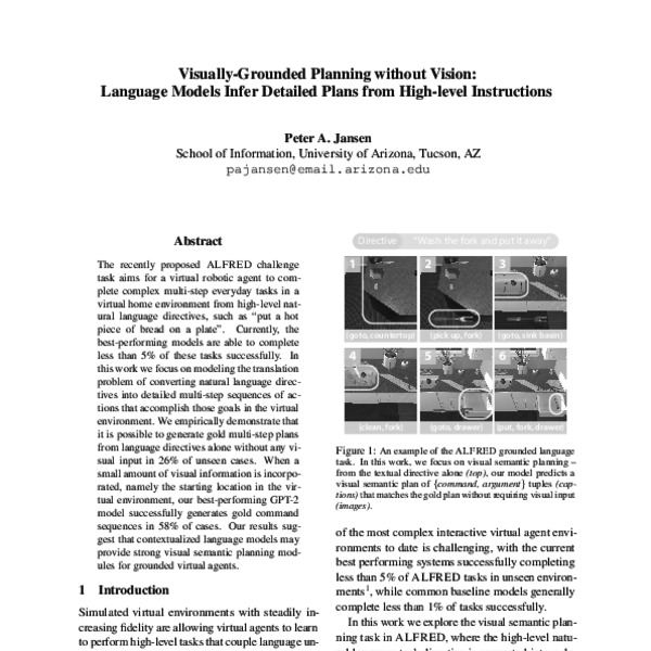 Visually-Grounded Planning without Vision: Language Models Infer Detailed Plans from High-level ...