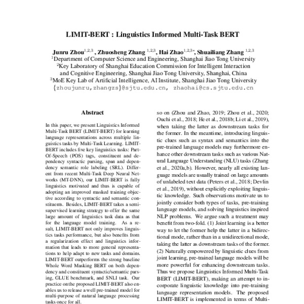Limit Bert Linguistics Informed Multi Task Bert Acl Anthology