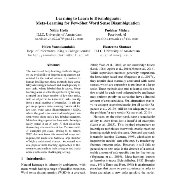 Learning to Learn to Disambiguate: Meta-Learning for Few-Shot Word ...