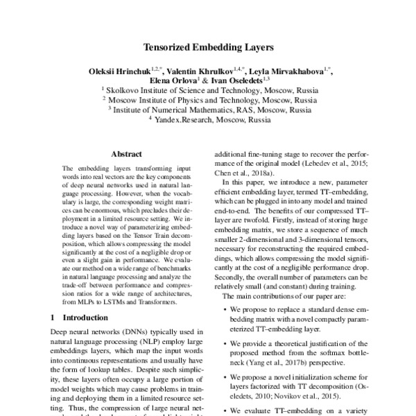 Tensorized Embedding Layers - ACL Anthology