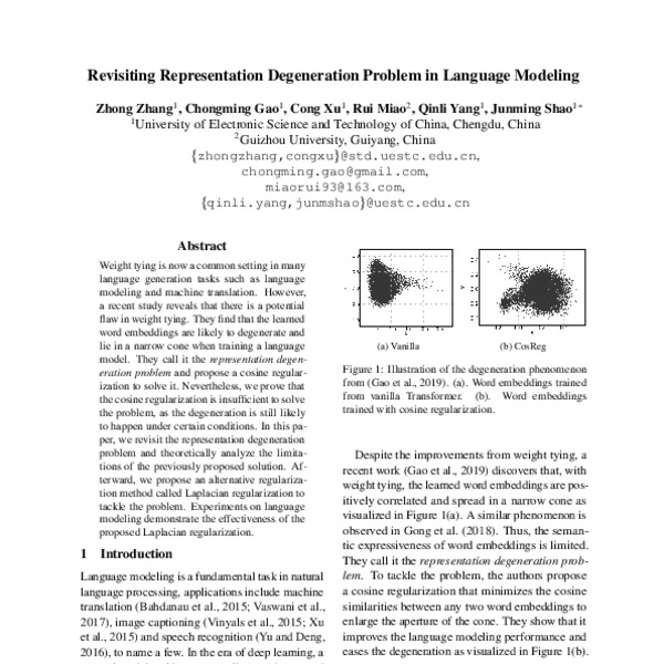 Revisiting Representation Degeneration Problem in Language Modeling - ACL Anthology