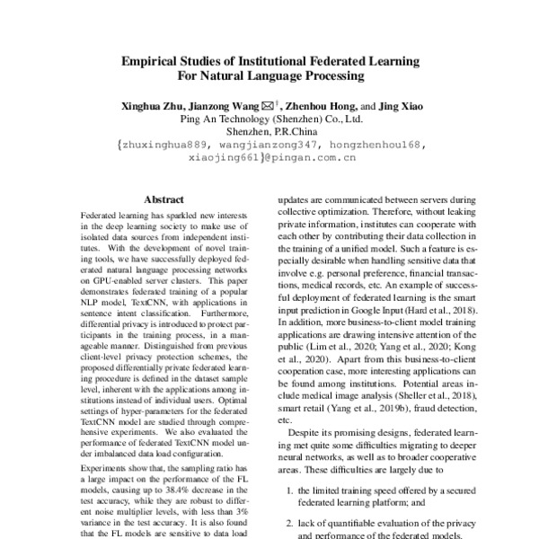 Empirical Studies of Institutional Federated Learning For Natural ...