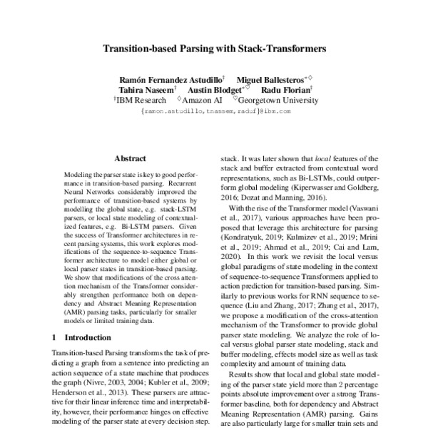 Transition-based Parsing with Stack-Transformers - ACL Anthology