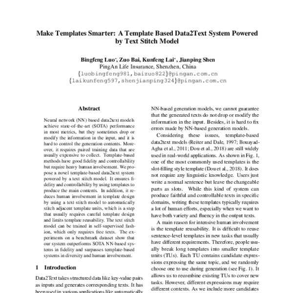 Make Templates Smarter: A Template Based Data2Text System Powered by ...