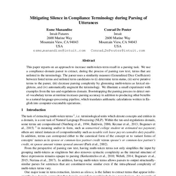 Mitigating Silence In Compliance Terminology During Parsing Of Utterances Acl Anthology