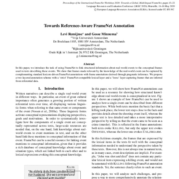 Towards Reference-Aware FrameNet Annotation - ACL Anthology