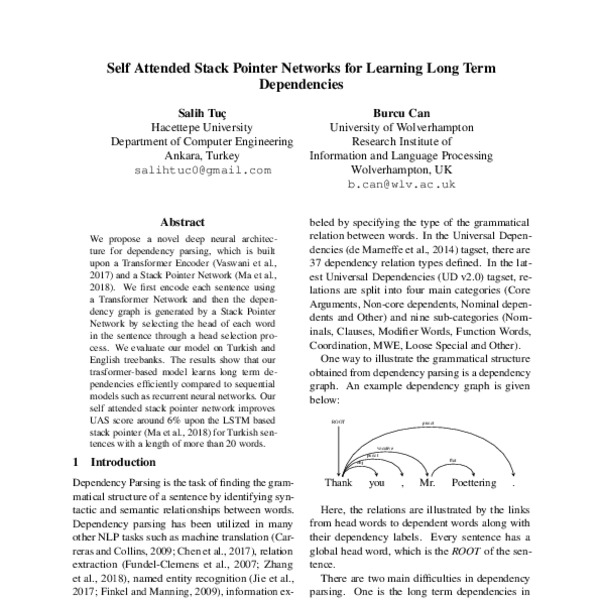 Self Attended Stack-Pointer Networks for Learning Long Term Dependencies - ACL Anthology