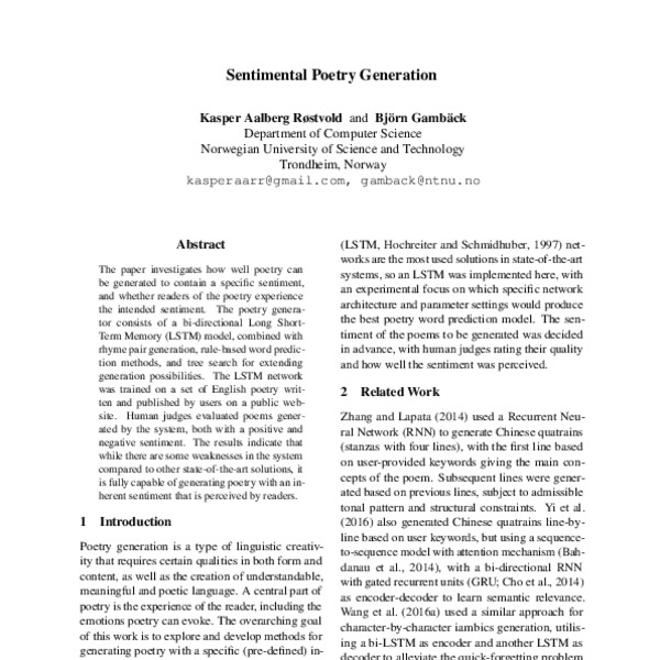 Sentimental Poetry Generation - ACL Anthology