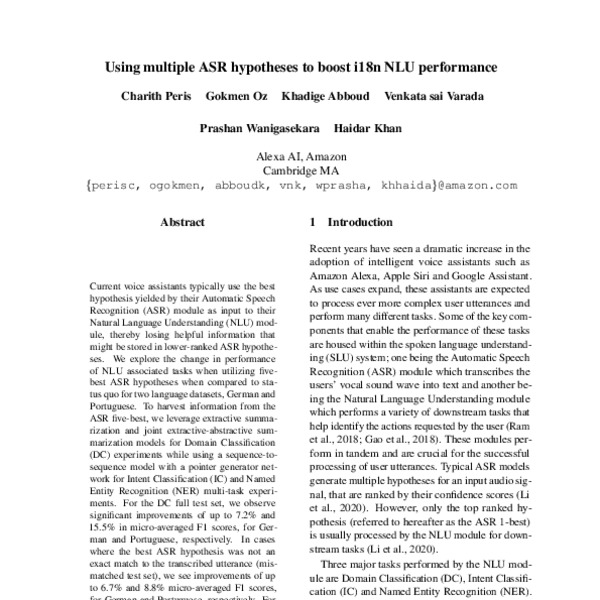 Using multiple ASR hypotheses to boost i18n NLU performance - ACL Anthology