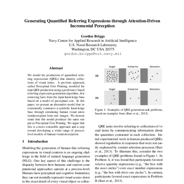 Generating Quantified Referring Expressions Through Attention Driven Incremental Perception