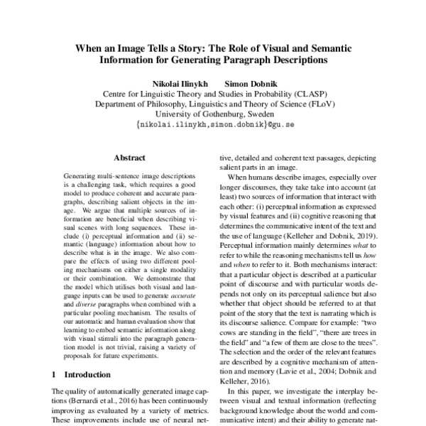 When an Image Tells a Story: The Role of Visual and Semantic Information for Generating ...