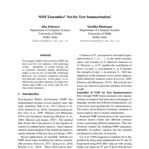 NMF Ensembles? Not for Text Summarization! - ACL Anthology