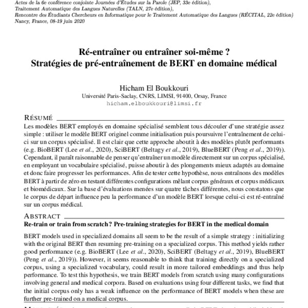 Ré-entraîner ou entraîner soi-même ? Stratégies de pré-entraînement de ...