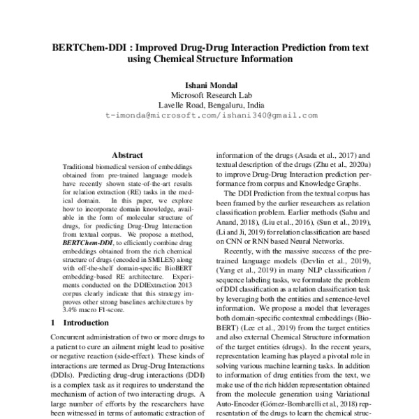 BERTChem-DDI : Improved Drug-Drug Interaction Prediction from text ...