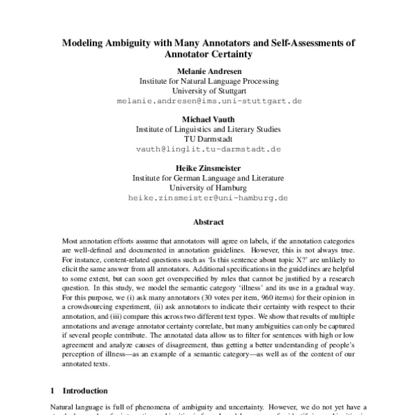 Modeling Ambiguity with Many Annotators and Self-Assessments of Annotator Certainty - ACL Anthology