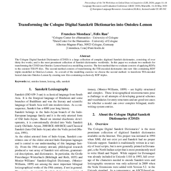 Transforming the Cologne Digital Sanskrit Dictionaries into OntoLex ...