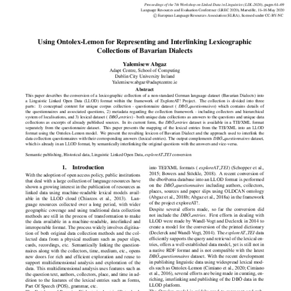Using OntoLex-Lemon for Representing and Interlinking Lexicographic ...