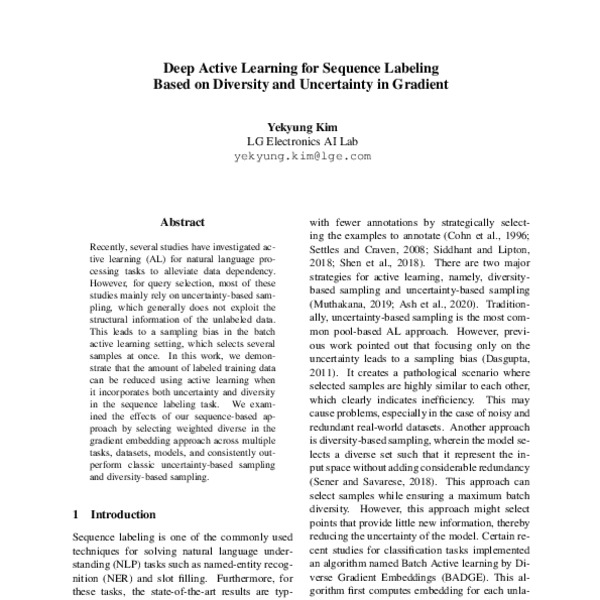 Deep Active Learning For Sequence Labeling Based On Diversity And