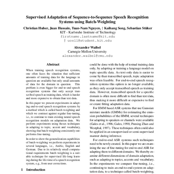 Supervised Adaptation Of Sequence To Sequence Speech Recognition