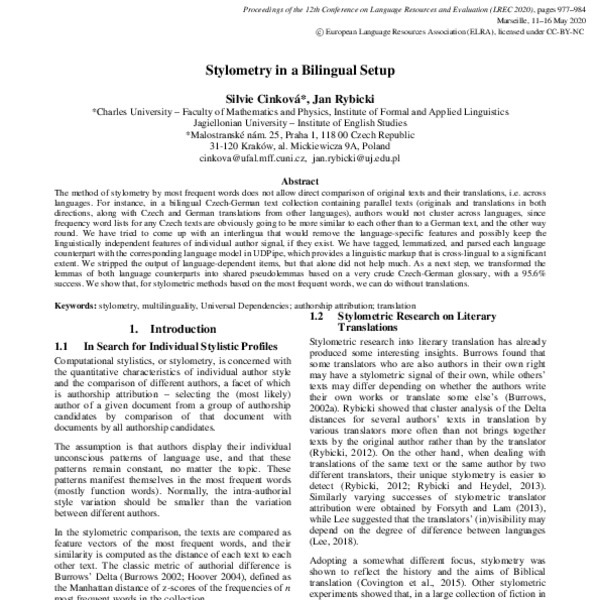 Stylometry in a Bilingual Setup - ACL Anthology