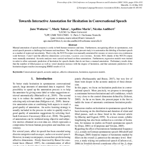 Towards Interactive Annotation for Hesitation in Conversational Speech - ACL Anthology