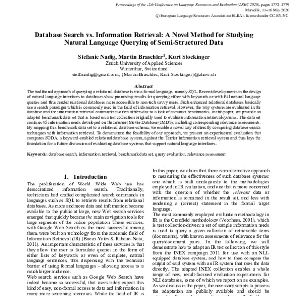 Database Search vs. Information Retrieval: A Novel Method for Studying ...