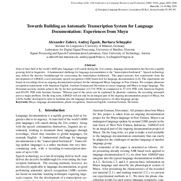 Towards Building an Automatic Transcription System for Language Documentation: Experiences from ...