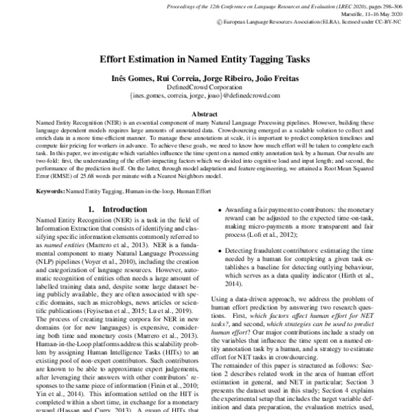 Effort Estimation in Named Entity Tagging Tasks - ACL Anthology