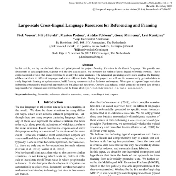 Large-scale Cross-lingual Language Resources for Referencing and ...