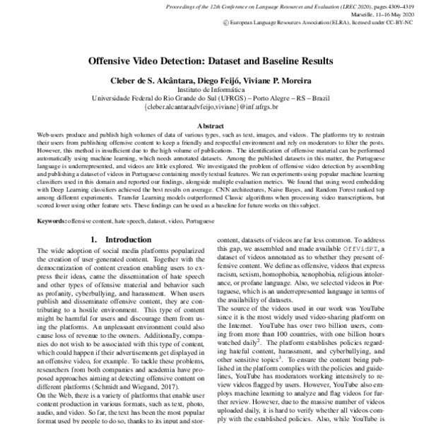 Offensive Video Detection: Dataset and Baseline Results - ACL Anthology