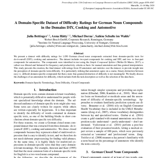 A Domain-Specific Dataset of Difficulty Ratings for German Noun ...