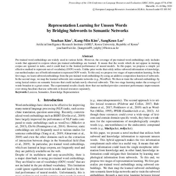 Representation Learning for Unseen Words by Bridging Subwords to ...