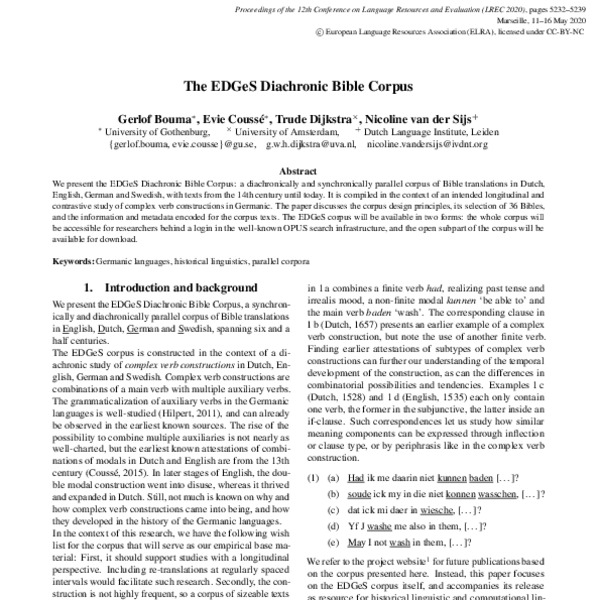 The EDGeS Diachronic Bible Corpus - ACL Anthology