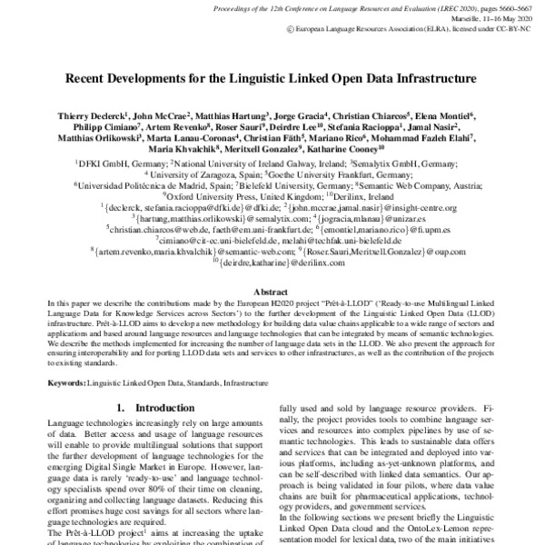 Recent Developments for the Linguistic Linked Open Data Infrastructure - ACL Anthology