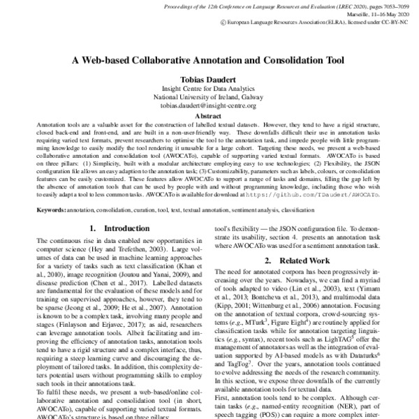 A Web-based Collaborative Annotation and Consolidation Tool - ACL Anthology