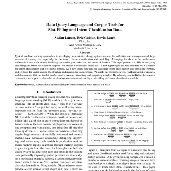 Data Query Language and Corpus Tools for Slot-Filling and Intent ...