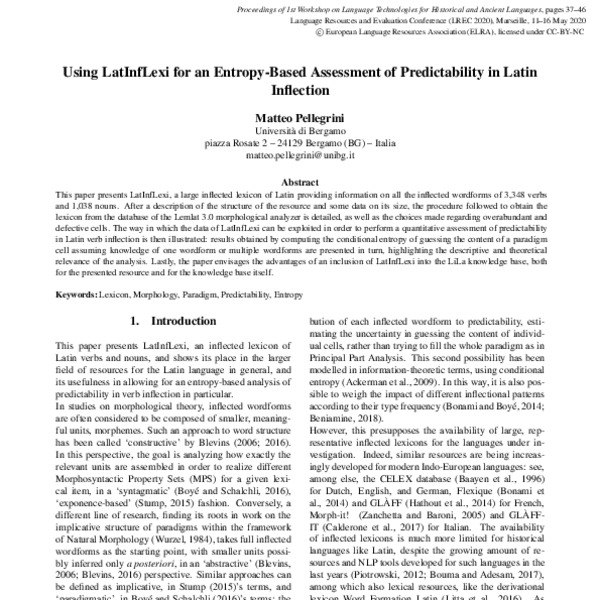 Using LatInfLexi for an Entropy-Based Assessment of Predictability in ...