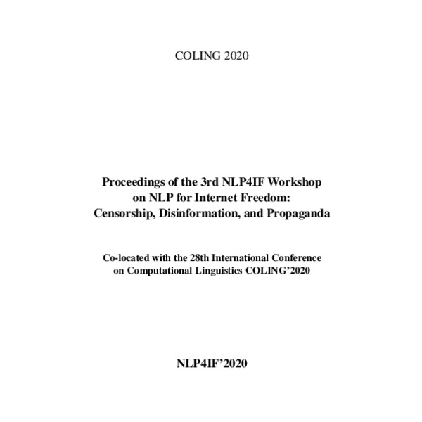 Proceedings of the 3rd NLP4IF Workshop on NLP for Internet Freedom ...